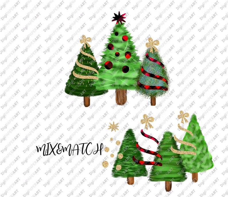 Christmas Tree PNG Clipart Instant Download Holiday - Etsy