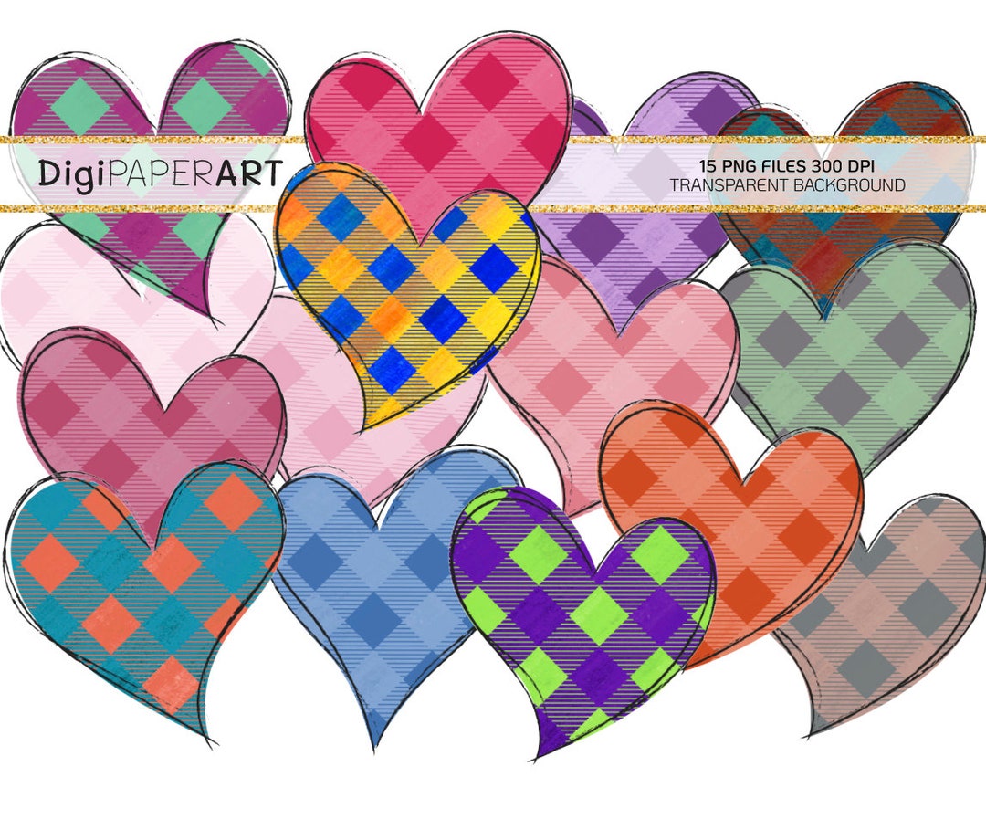 Valentine's Check Plaid Hearts PNG, Color Plaid Hearts Sublimation ...