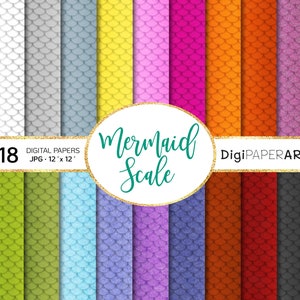 Mermaid Scale Digital Paper Pack, Dragon Scale Background, Mermaid ...