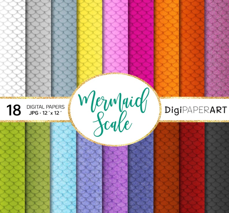 Mermaid Scale Digital Paper Pack Dragon Scale Background - Etsy