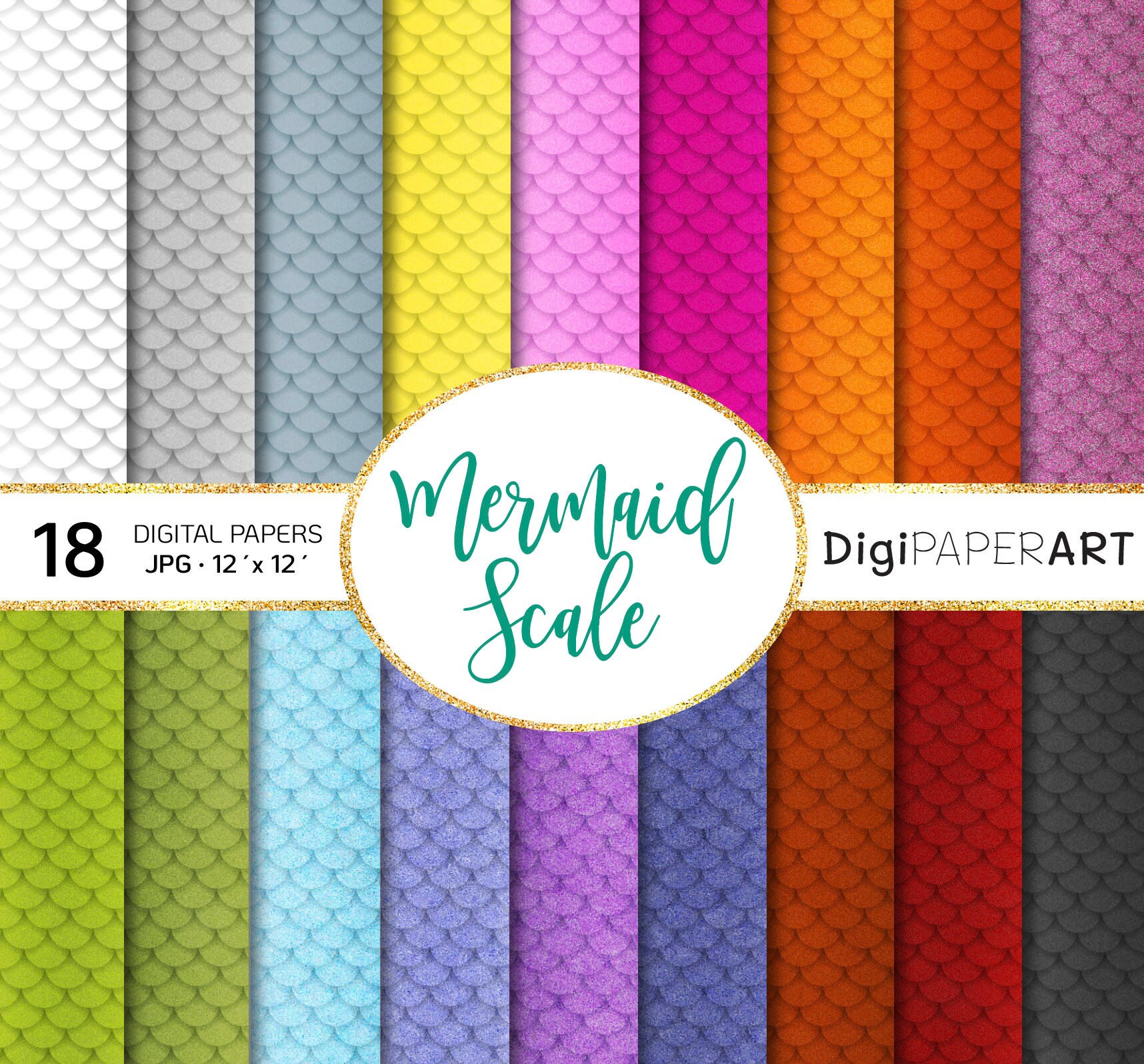 Mermaid Scale Digital Paper Pack Dragon Scale Background | Etsy