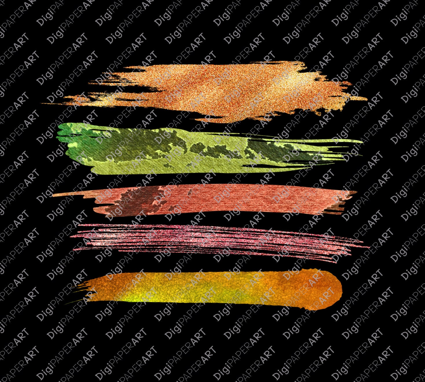 Brushstrokes Clipart Bundle Gold Glitter Brush Stroke Black | Etsy