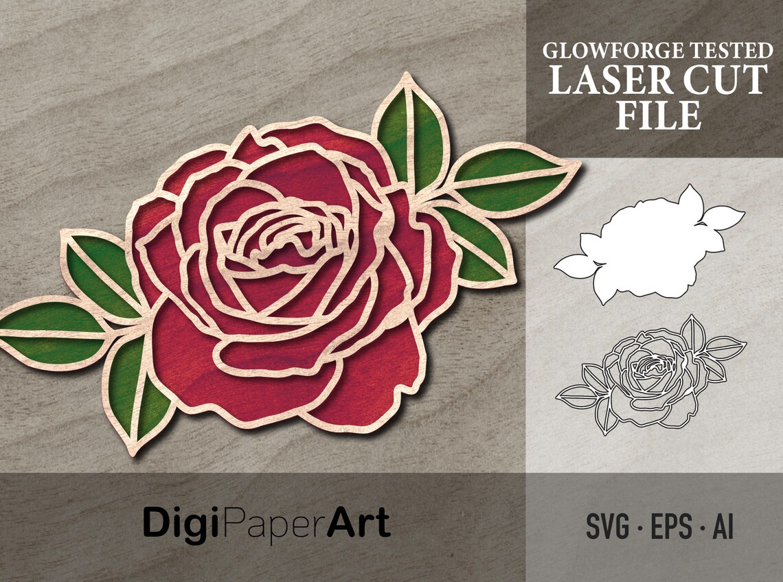 Rose Laser Cut File SVG Rose Laser File Multi-layer Flower | Etsy