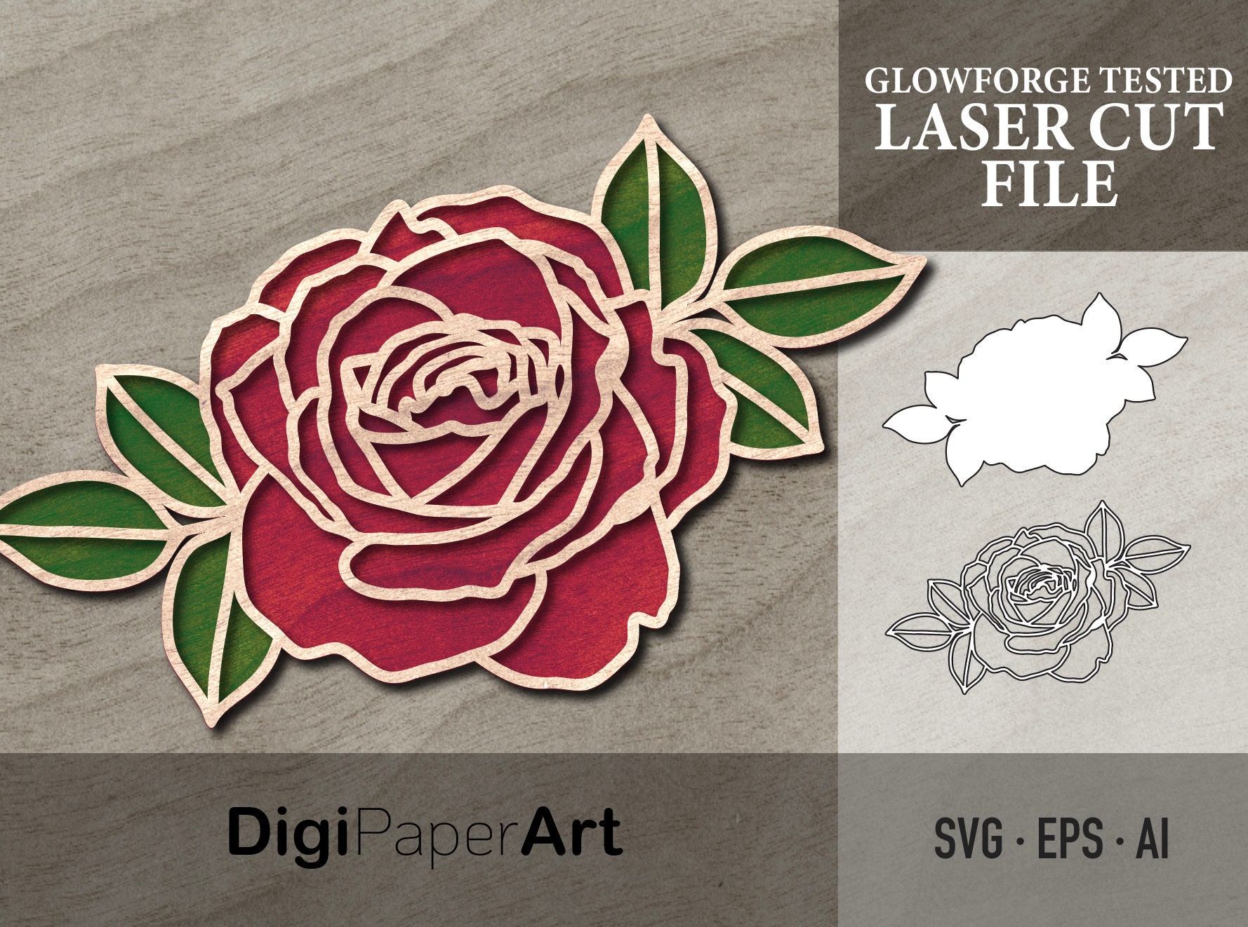 Rose Laser Cut File Svg Rose Laser File Multi Layer Flower Etsy Australia