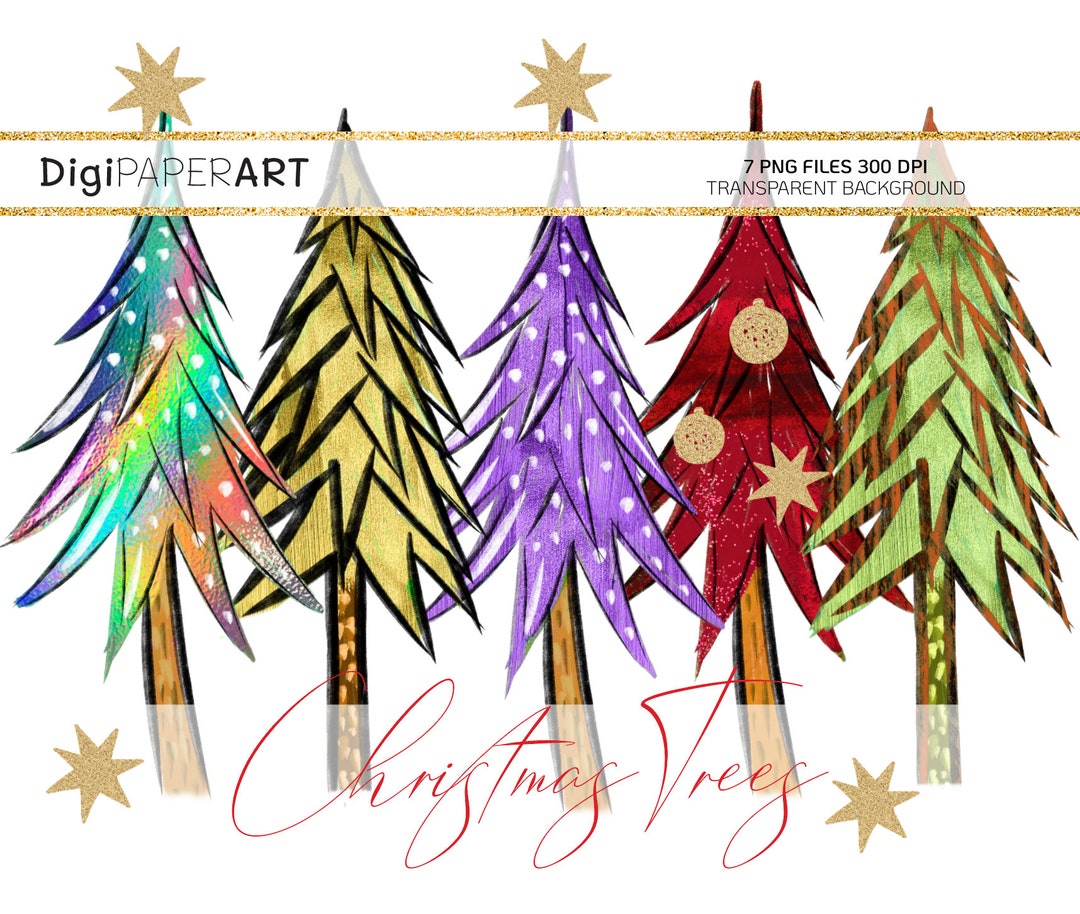 Christmas Tree PNG Clipart, Holiday Christmas Tree Set, Glitter ...