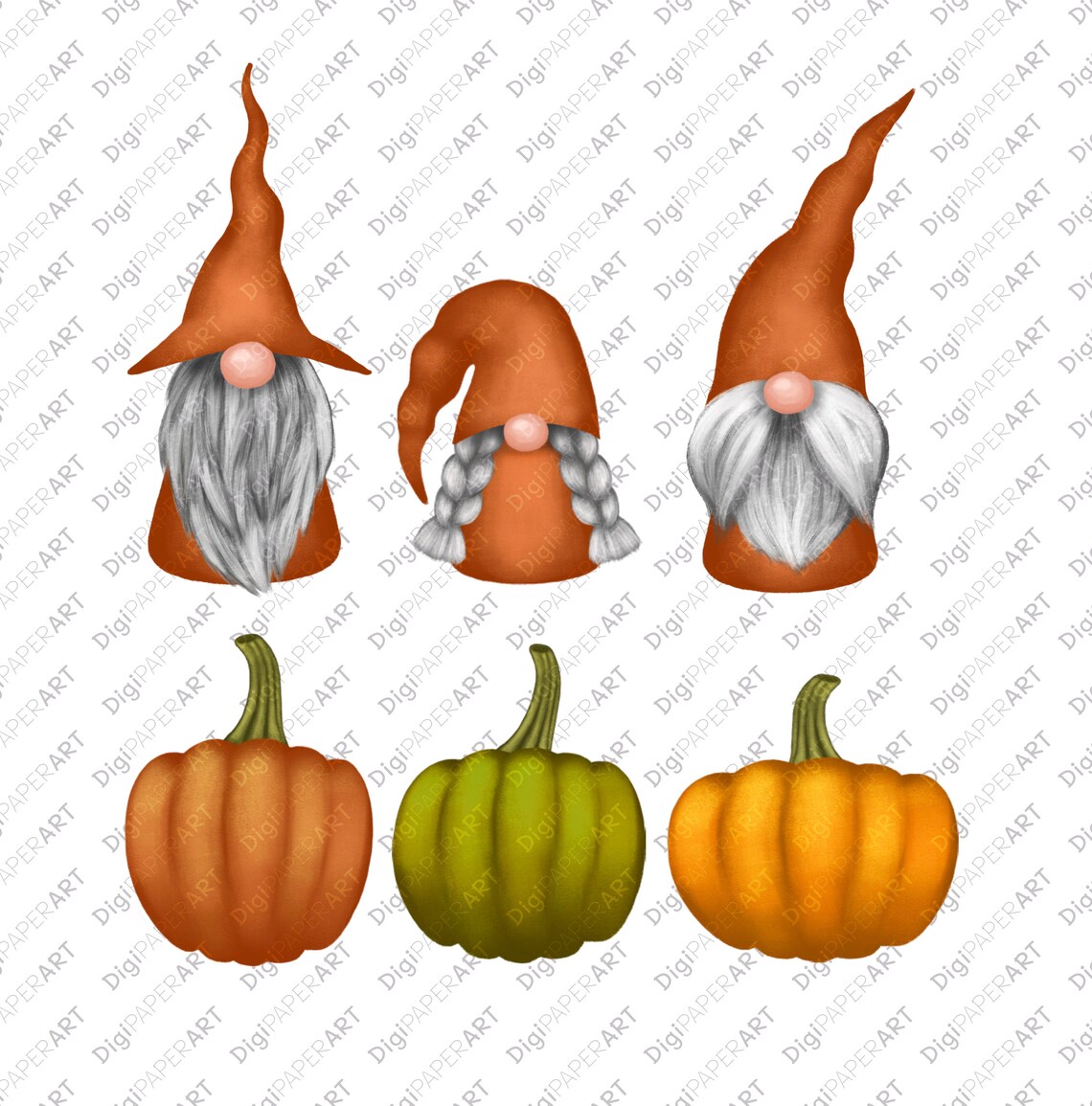 Fall Gnomes Clipart Pumpkin Gnome Clip Art Autumn Gnomes | Etsy