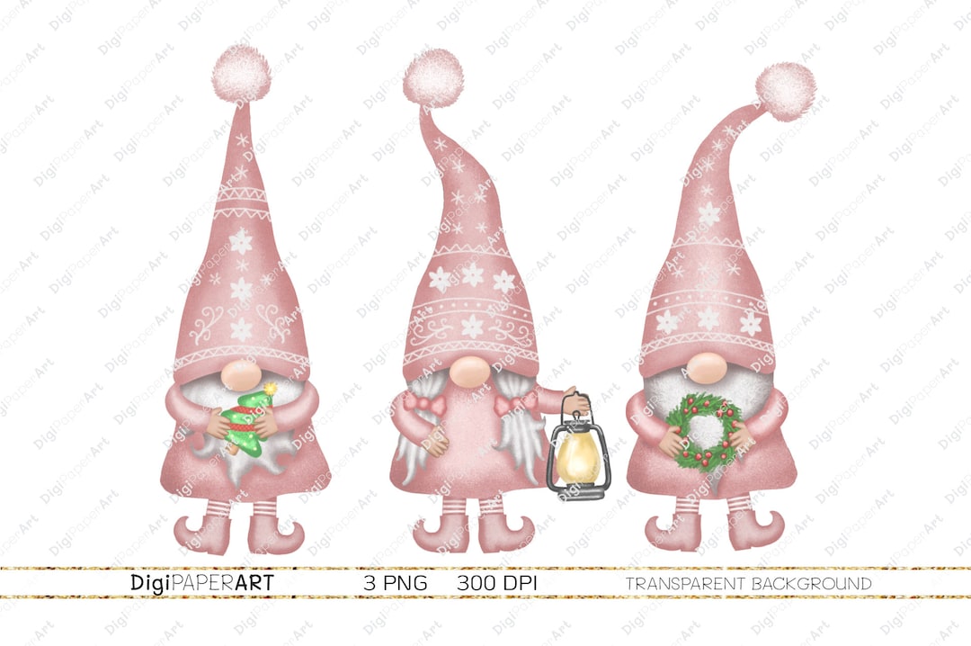 Christmas PNG, Pink Gnomes Sublimation Downloads, Scandinavian Gnomes ...
