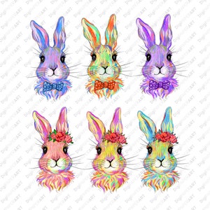 Easter Bunny PNG Bundle, Happy Easter Clipart, Bunny Girl Boy Face PNG ...