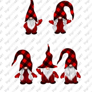 Gnome PNG, Christmas PNG, Buffalo Plaid Gnomes Clipart, Scandinavian ...