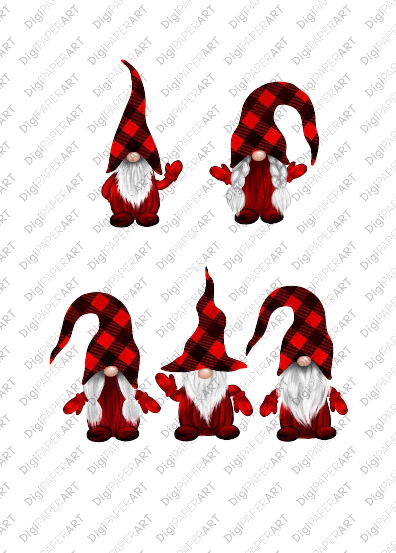Gnome PNG Christmas PNG Buffalo Plaid Gnomes Clipart - Etsy