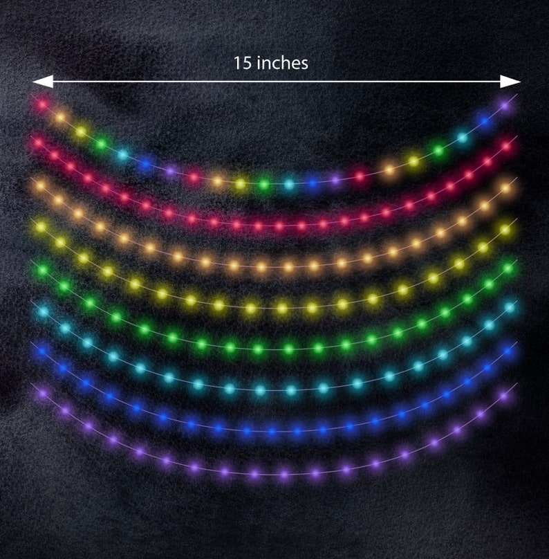 String Lights Clipart Rainbow Light Overlays Christmas | Etsy