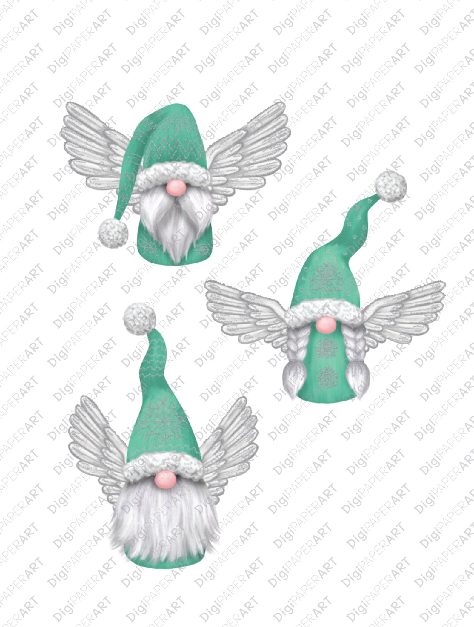 Bundle Christmas Angel Gnomes PNG Pink Blue Teal Gnomes | Etsy
