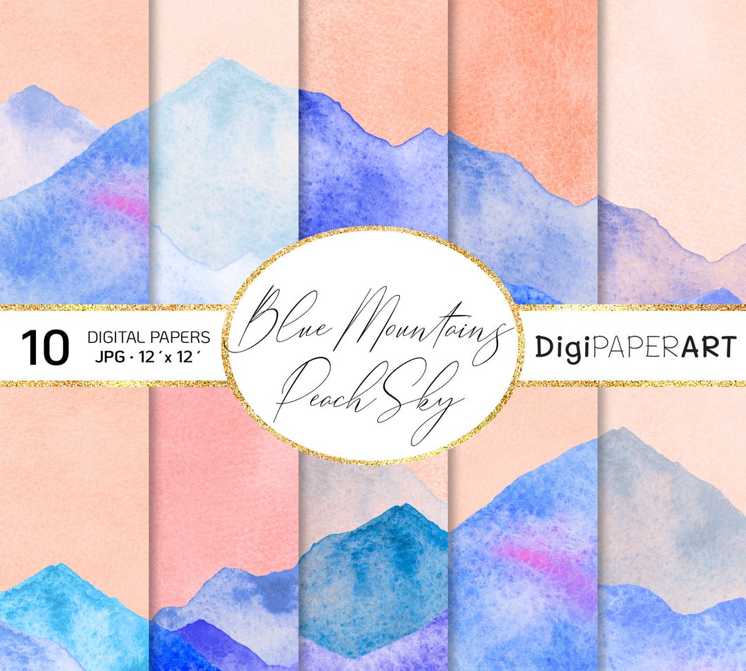 Watercolor Mountain Digital Paper Pack, Watercolor Mountain Instant ...