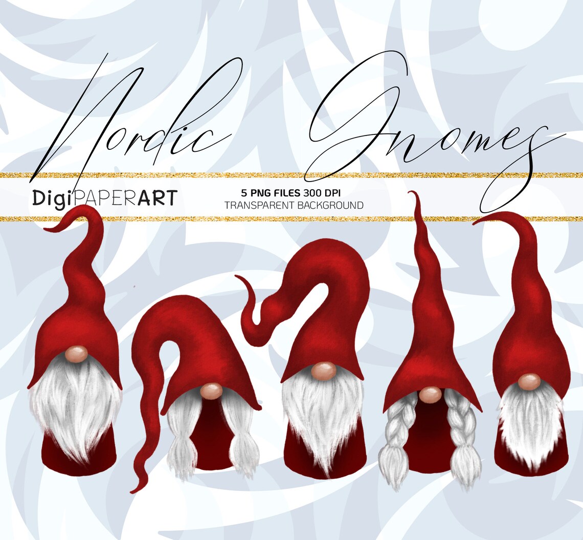 Scandinavian Gnome Clipart Christmas Gnomes Clipart Nordic - Etsy