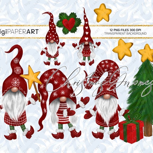 Christmas PNG Gnome Clipart Scandinavian Gnomes Clipart - Etsy