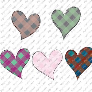 Valentine's Check Plaid Hearts PNG, Color Plaid Hearts Sublimation ...