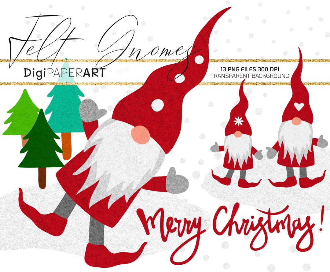 Scandinavian Felt Gnomes Clipart, Christmas Nordic Gnomes Clip Art ...