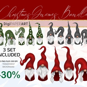 Bundle Christmas Gnomes Clipart, Scandinavian Gnomes, Nordic Gnomes ...