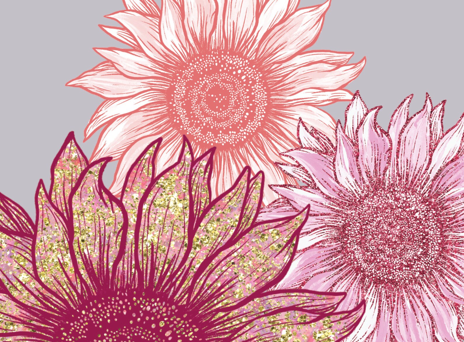 Sunflowers PNG Glitter Sunflower Clipart Sublimation | Etsy