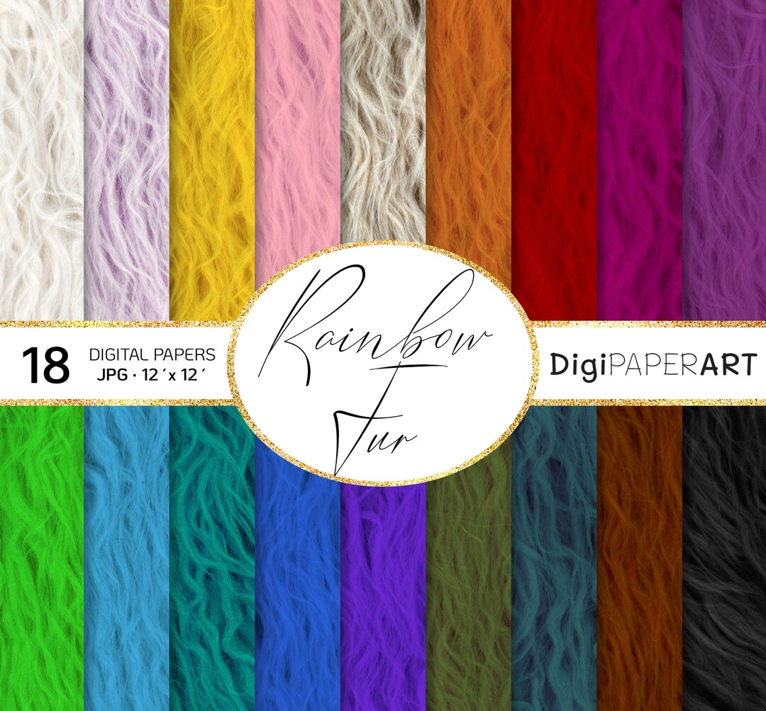 Rainbow Fur Digital Paper Pack, Fur Background, Instant Download, Fur ...