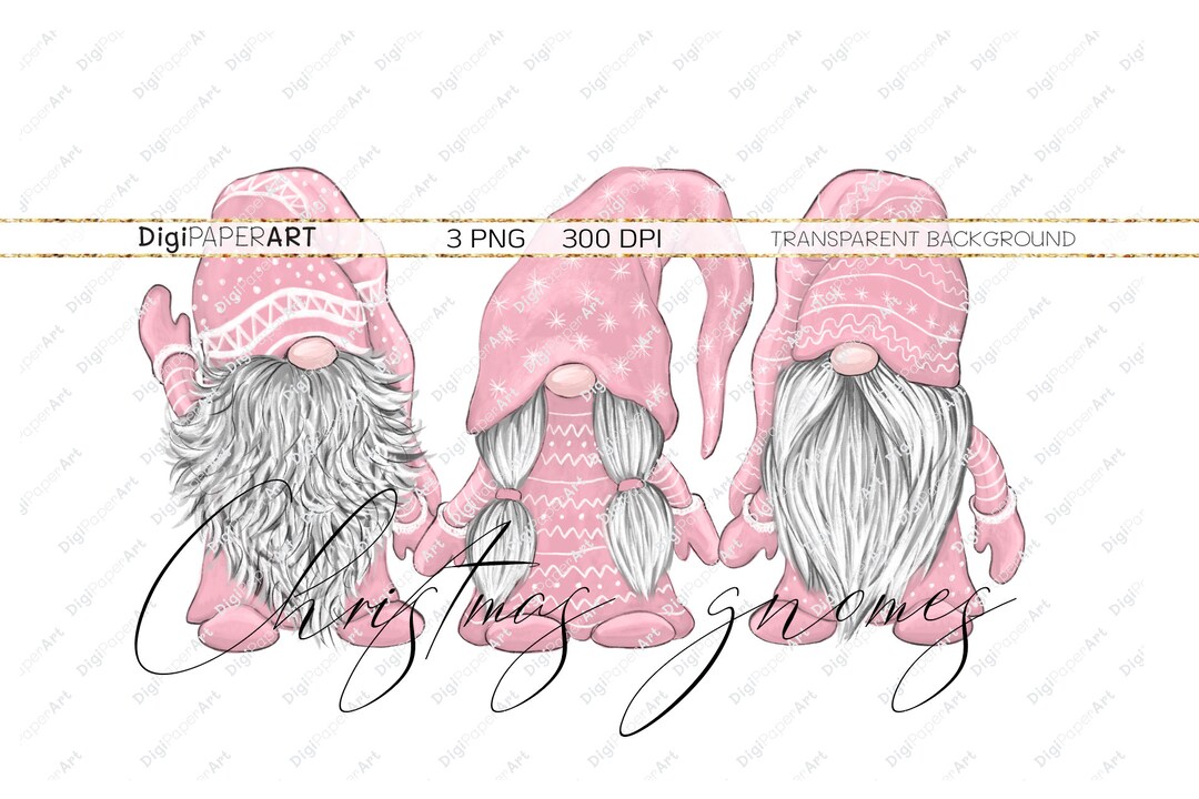 Gnome PNG, Blush Pink Christmas PNG, Pink Gnome Clipart, Scandinavian ...