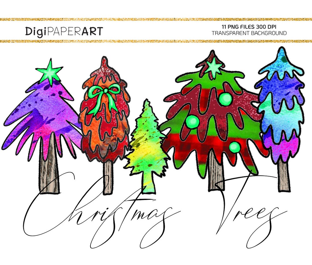 Watercolor Christmas PNG, Christmas Tree Clipart, Instant Download ...