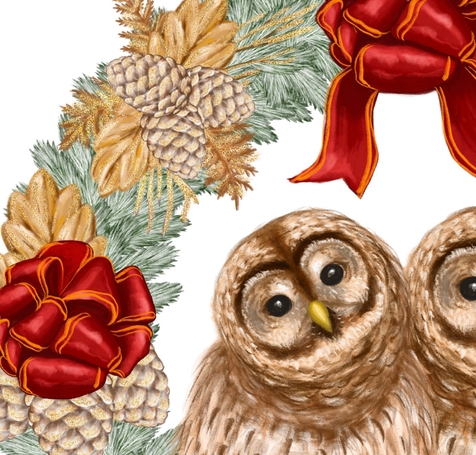 Cute Owls Clipart Woodland Owls and Christmas Wreath Owls - Etsy