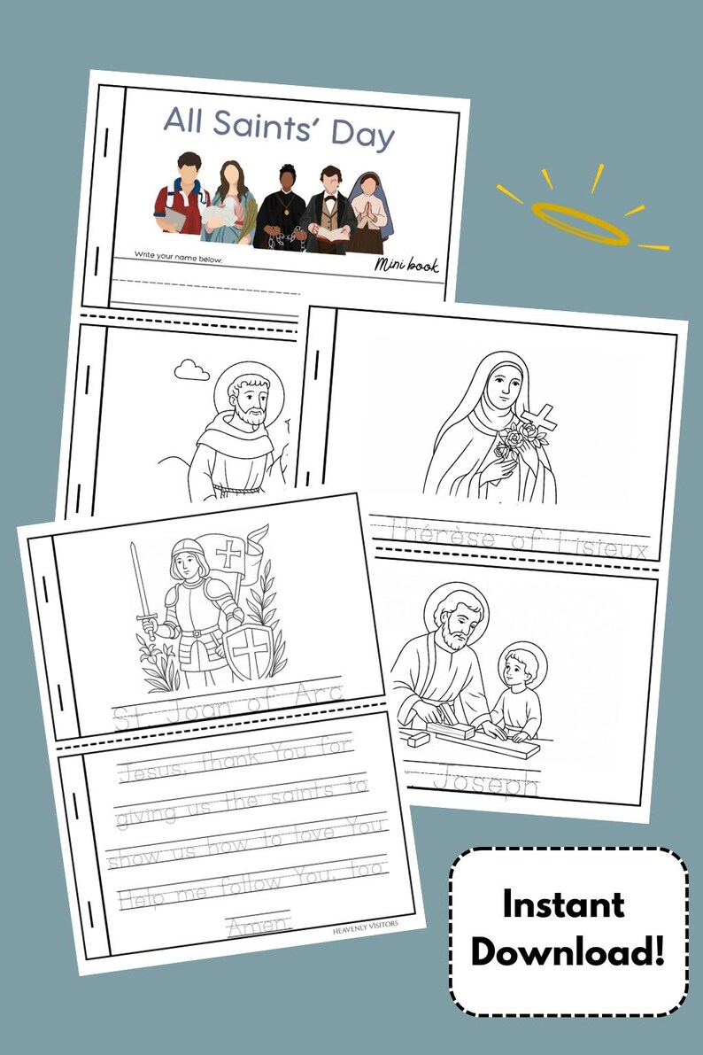 All Saints’ Day Mini Book | Catholic Kids Printable | Saint Coloring ...