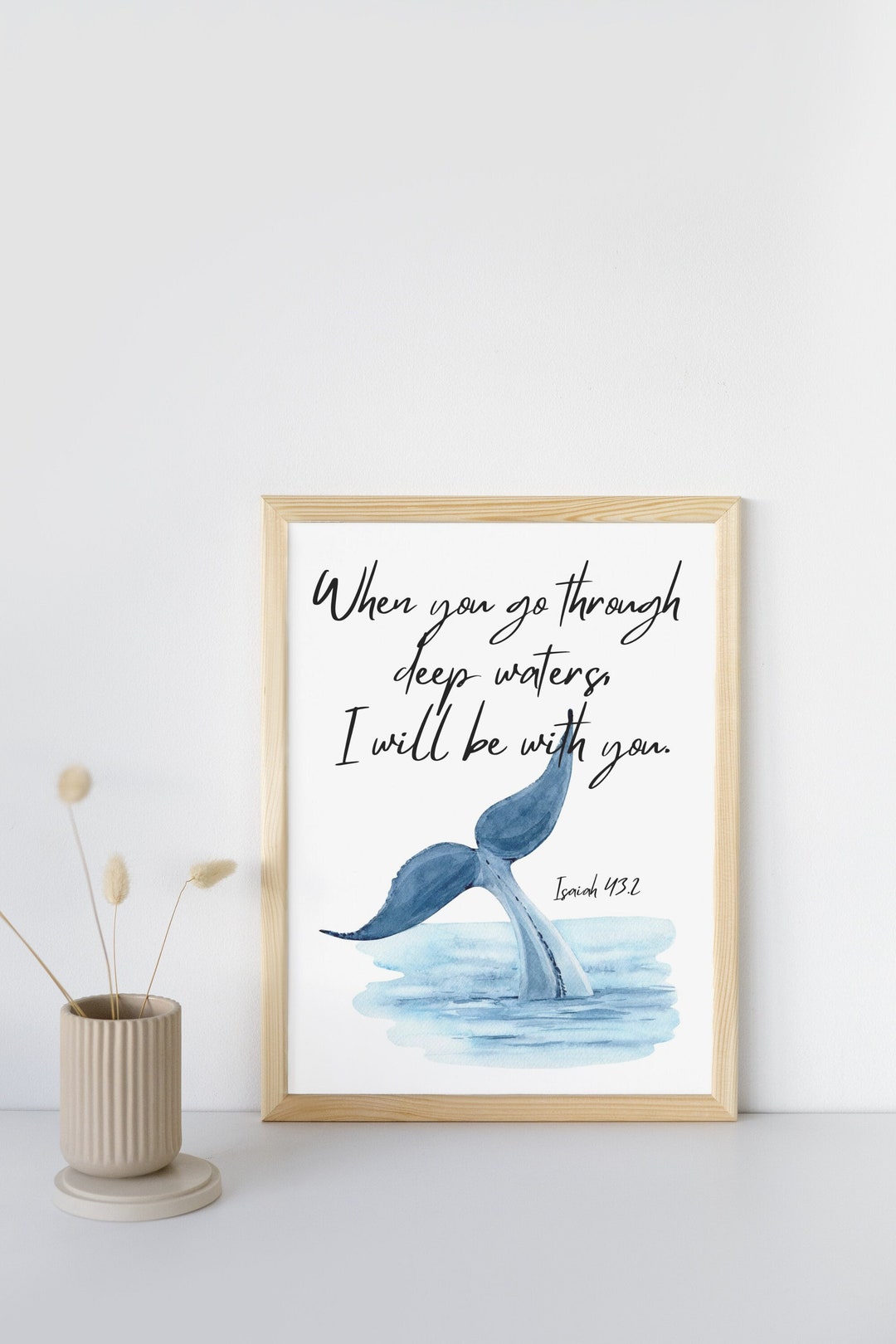 When Go Through Deep Waters, Bible Verse Print, Nursery Decor ...