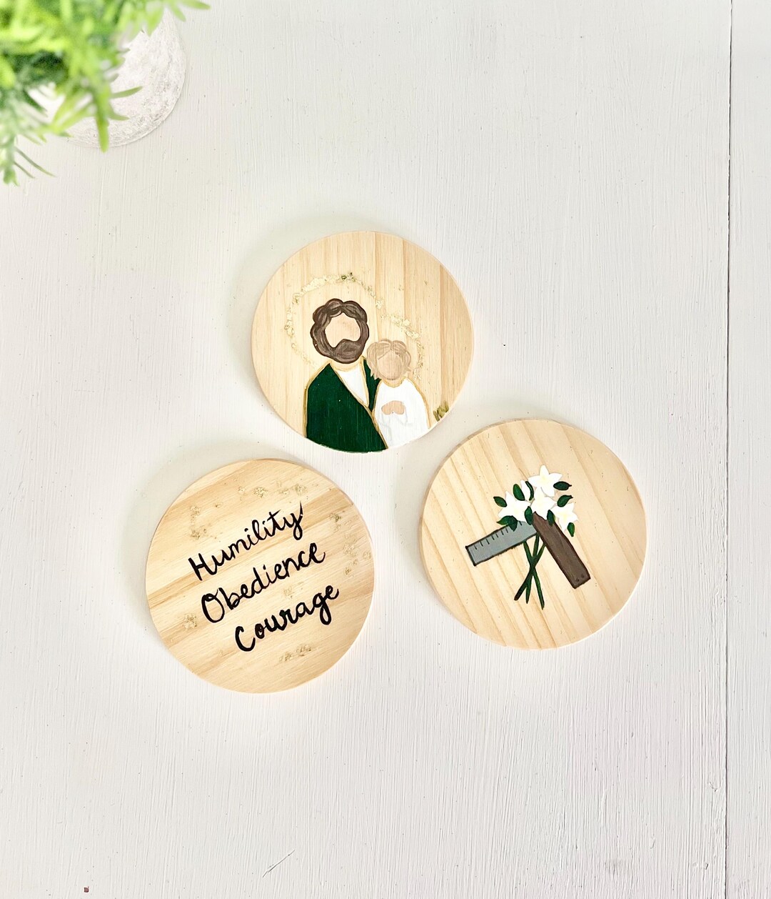 St. Joseph Wooden Coasters – Catholic Coaster Set, Patron of Workers ...