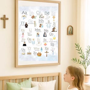 Catholic ABC Wall Art | Christian Alphabet Poster for Kids | Summer ...