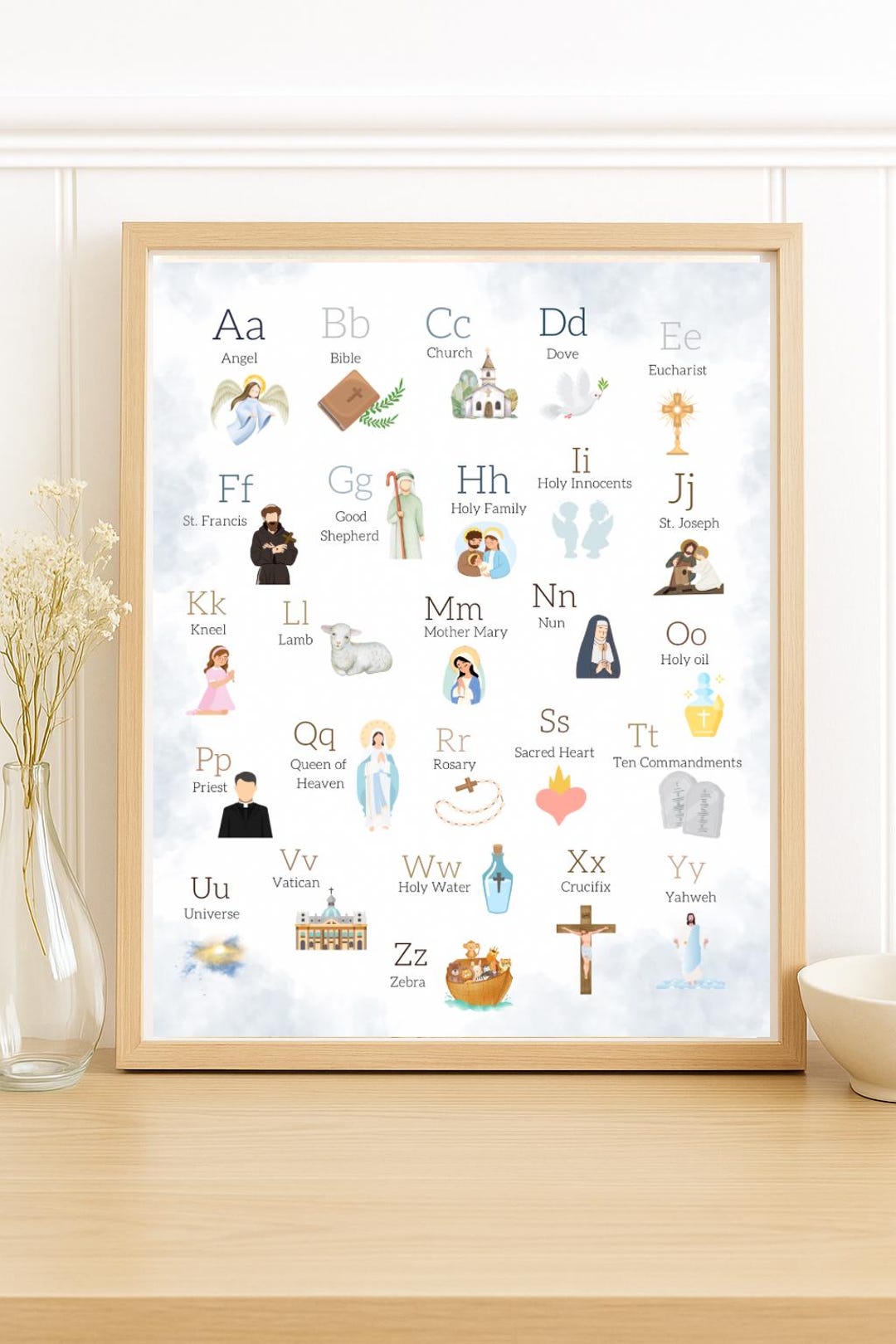 Catholic ABC Wall Art | Christian Alphabet Poster for Kids | Summer ...