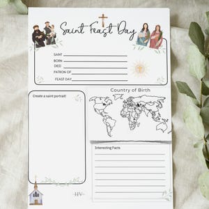 Catholic Saint Feast Day Worksheet | Printable Activity Page for Kids ...