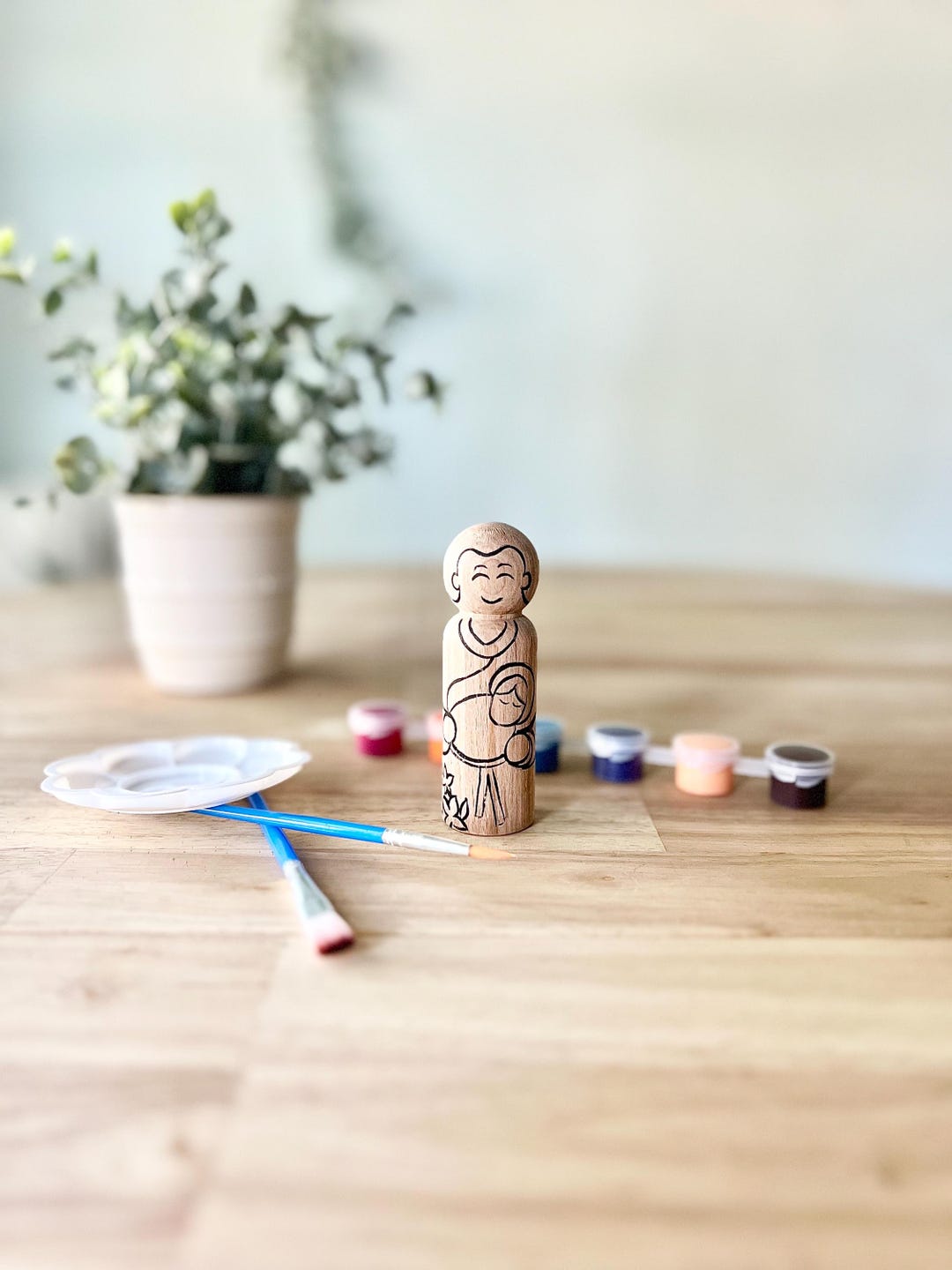 Paint Your Own Saint Anthony Line Art Peg Doll Kit – Catholic DIY Craft ...