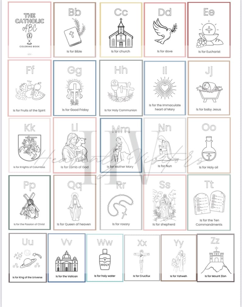 Catholic ABC Coloring Book: Saints & Symbols (printable PDF) - Etsy