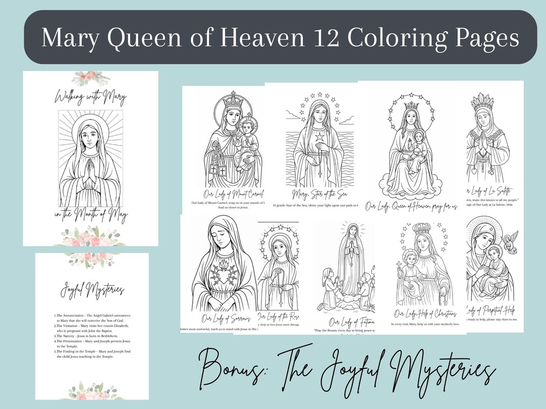 Walking With Mary Coloring Pages | Catholic Marian Saints for Kids ...