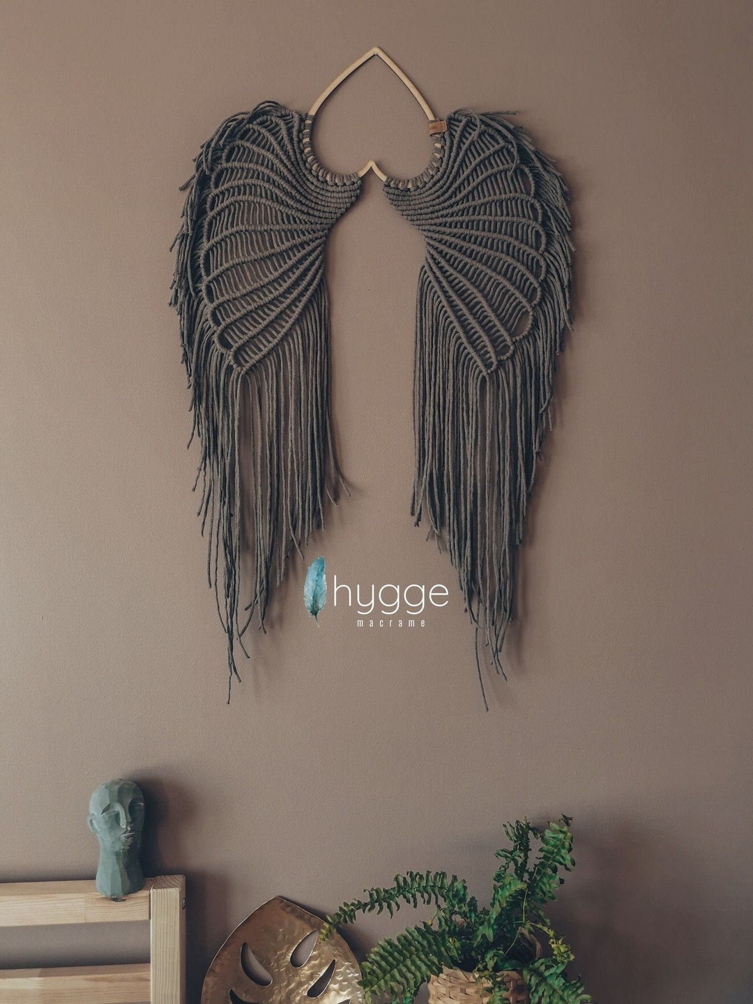 Large XL Macrame Angel Wings Wall Hanging Color: Mocha - Etsy