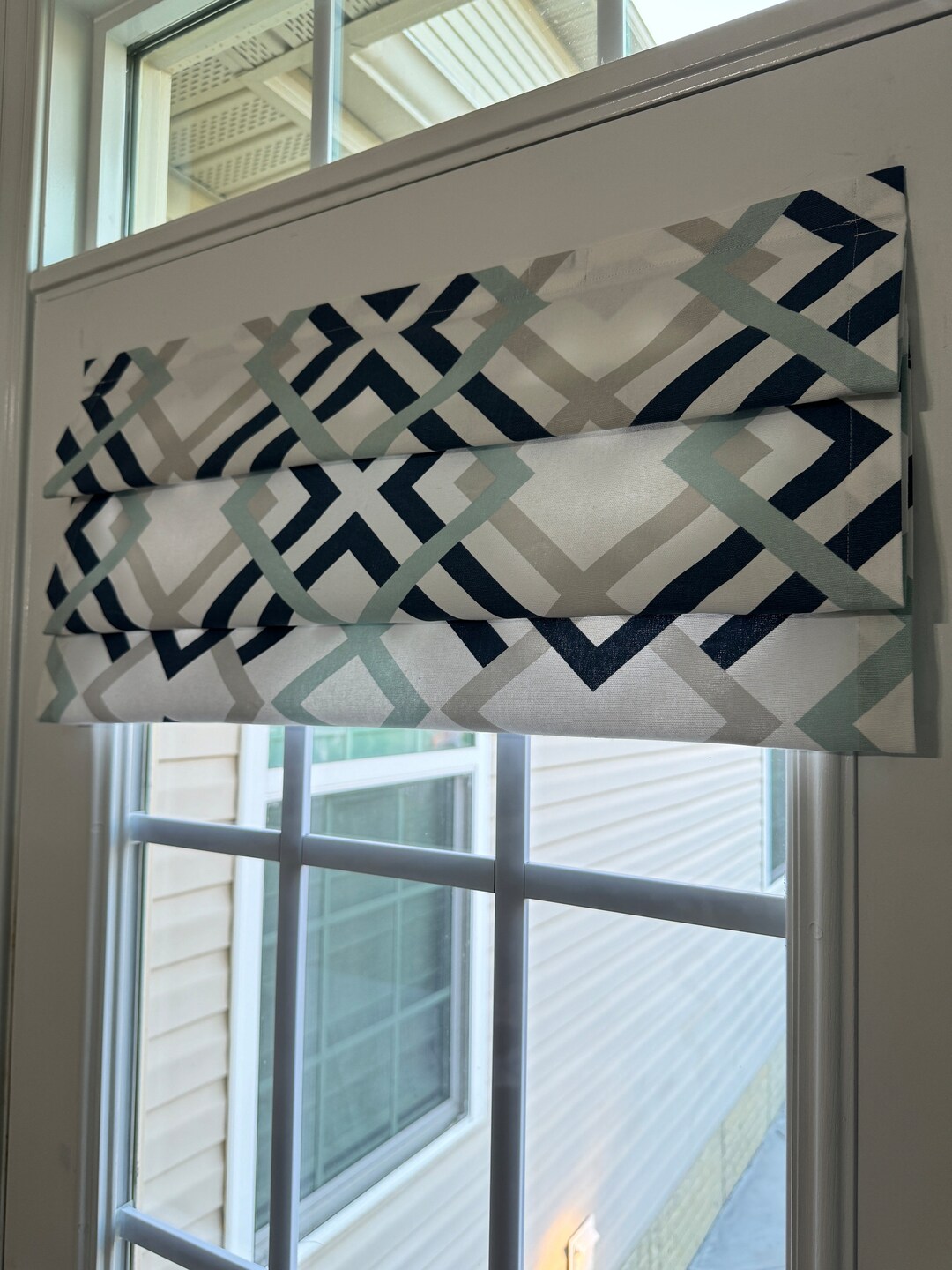 24”x38” Magnetic Shade | Made to Order | White Tan and Teal | 100% ...