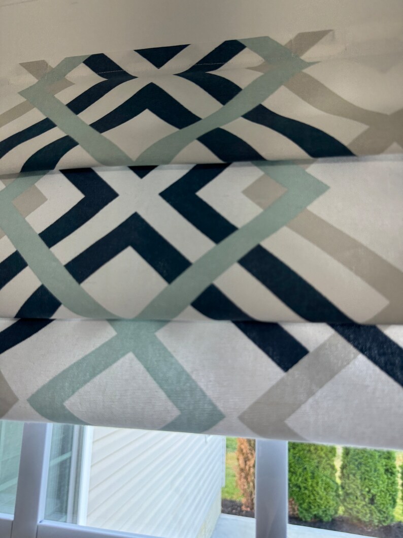 24”x38” Magnetic Shade | Made to Order | White Tan and Teal | 100% ...