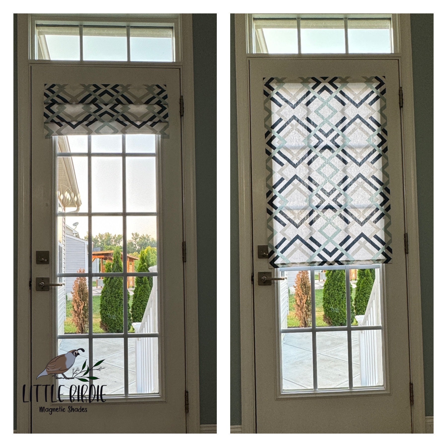 24”x38” Magnetic Shade | Made to Order | White Tan and Teal | 100% ...