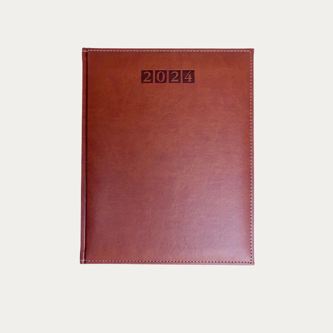 2024 Executive Desk Diary Firenze Vegan Leather Caramel (hard Cover ...