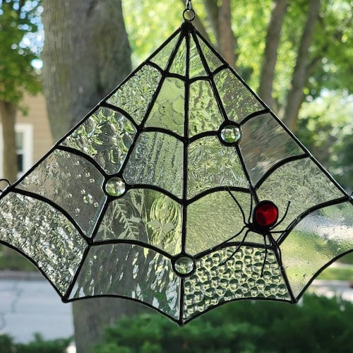 Halloween Stained Glass Spider Web Spider Web Corner - Etsy