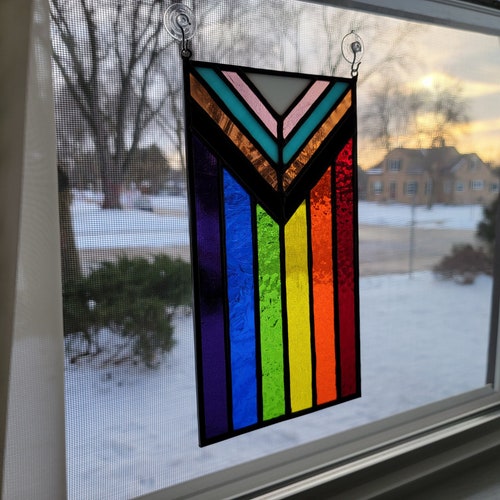 Stained Glass Rainbow Pride Flag-suncatcher-free Shipping - Etsy