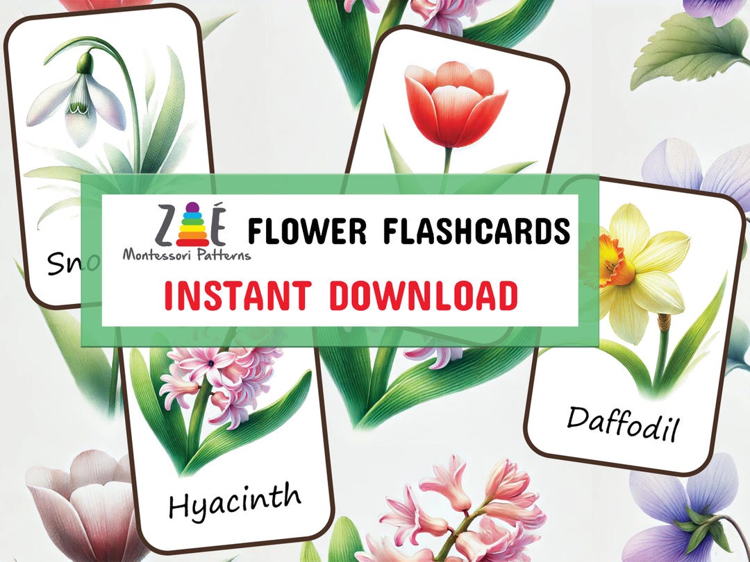 Printable SPRING Flowers FLASHCARDS - Digital PDF - Etsy