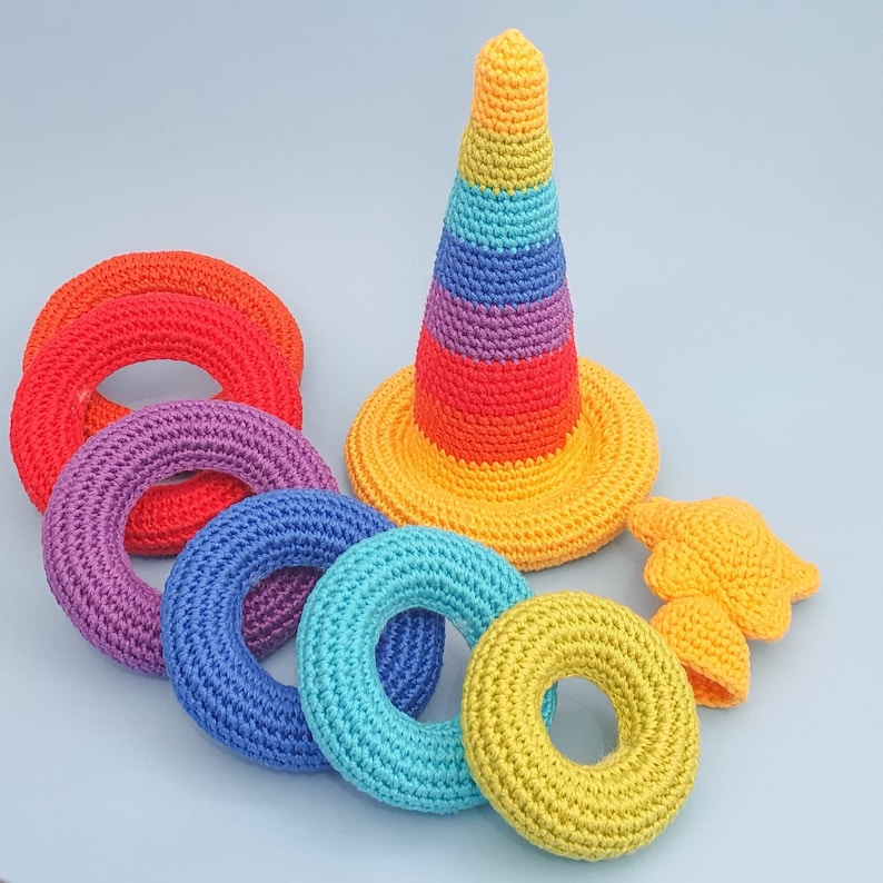 Crochet Rainbow Stacking Toy Pattern Crochet Baby Toys - Etsy