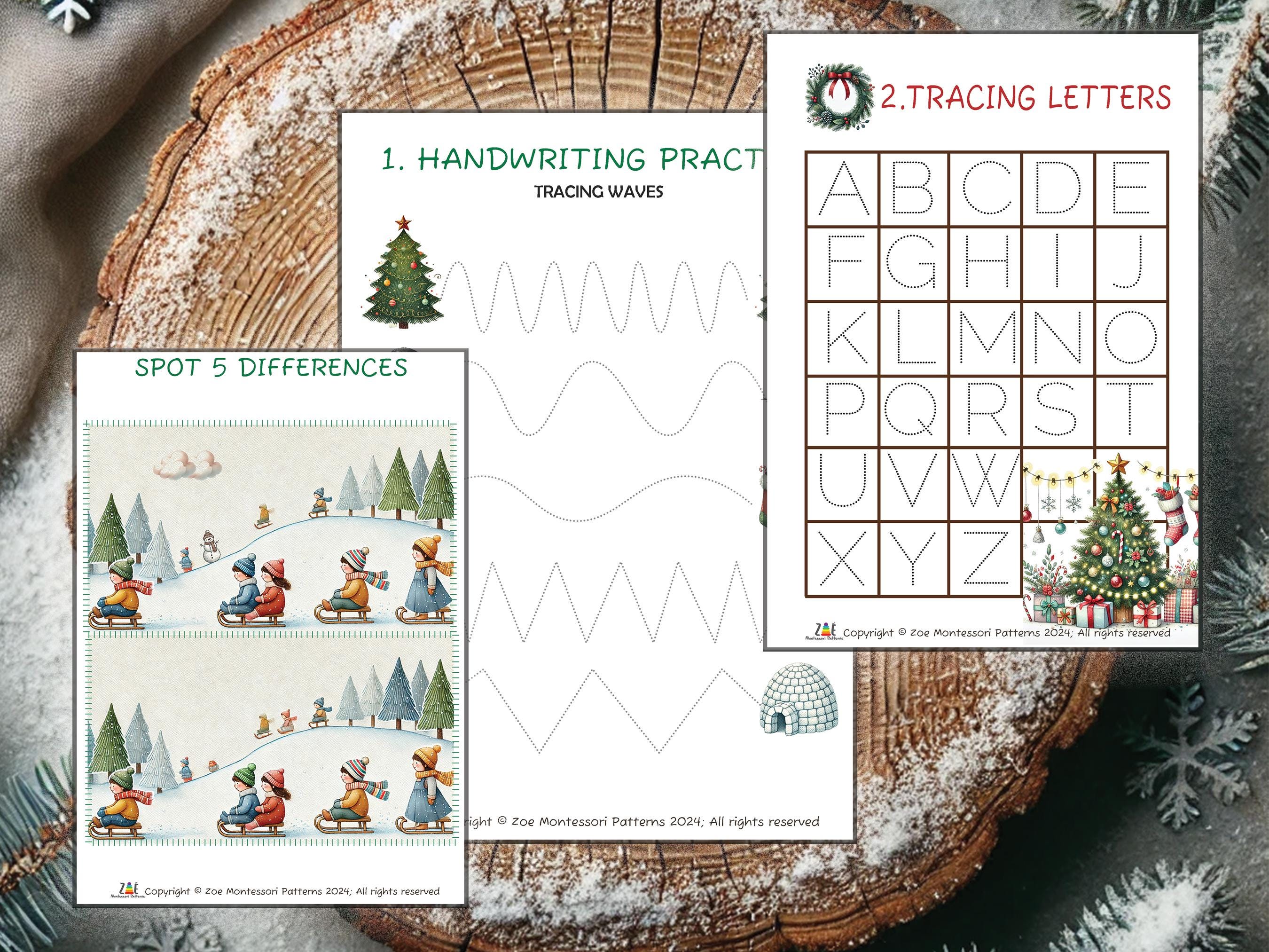 Printable WINTER Preschool Activity Set 50 FLASHCARDS Included for Kids ...