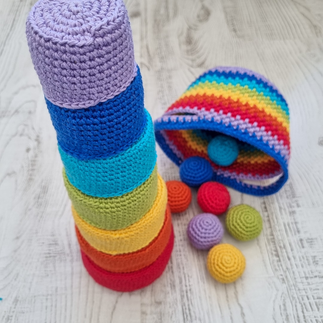 Crochet Montessori Set Crochet Pattern Nesting Bowls Set Stacking ...