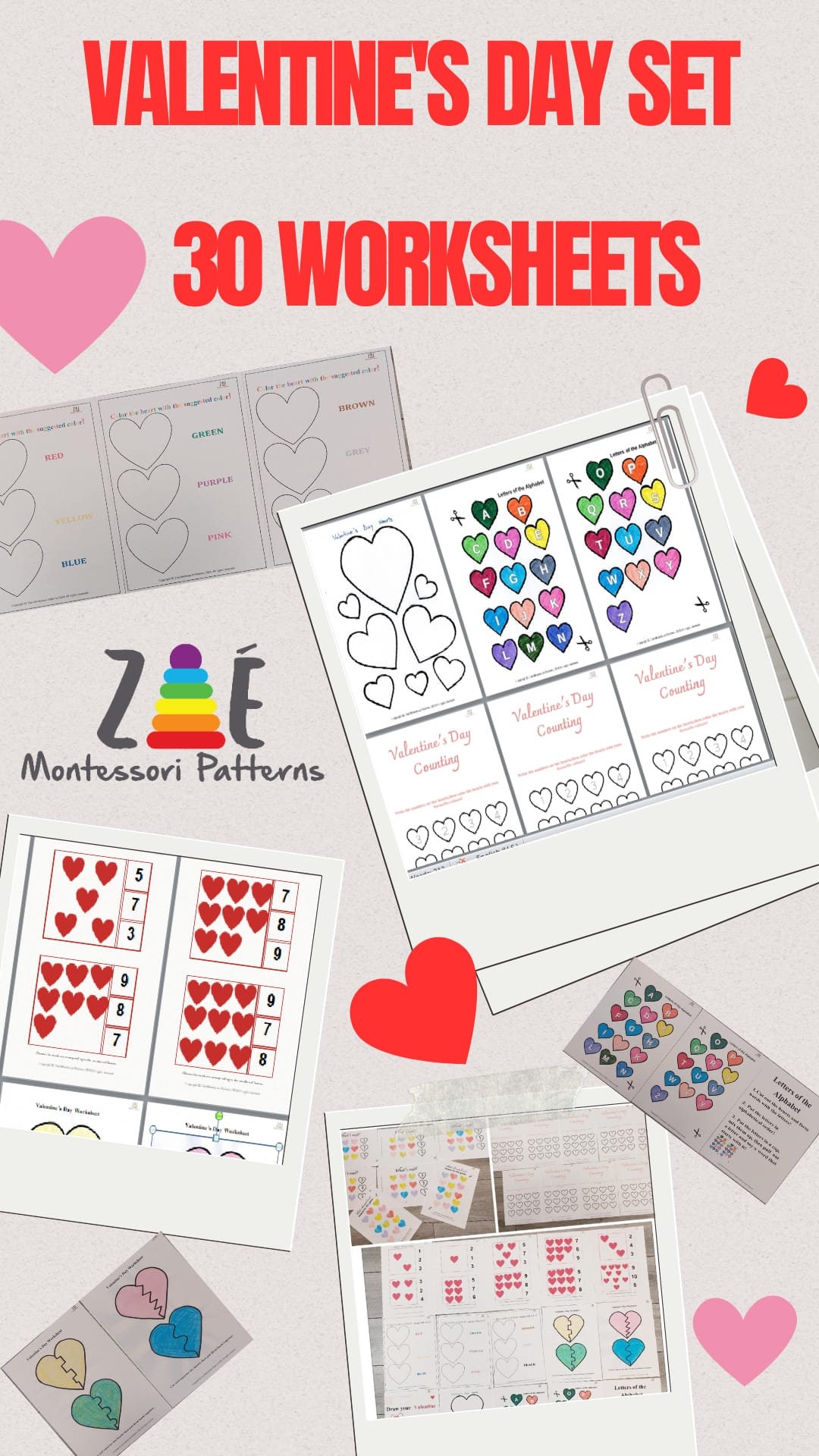 Valentine's Day Set of 30 Printable Worksheets PDF Instant Download - Etsy
