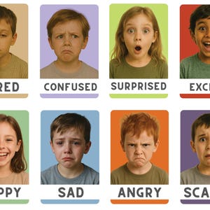 Emotion Cards for Kids, Montessori Learning Cards, Flashcards, Feelings ...
