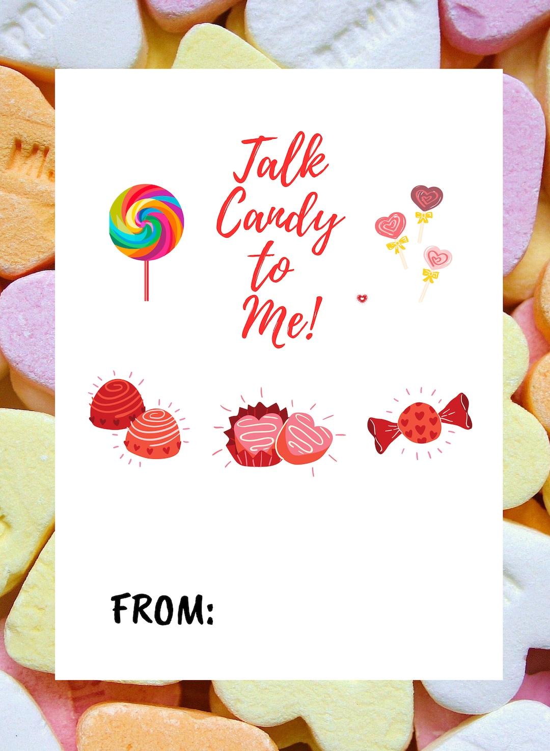 Printable Valentine's Day Cards: Candy Theme, Kids Classroom Exchange ...